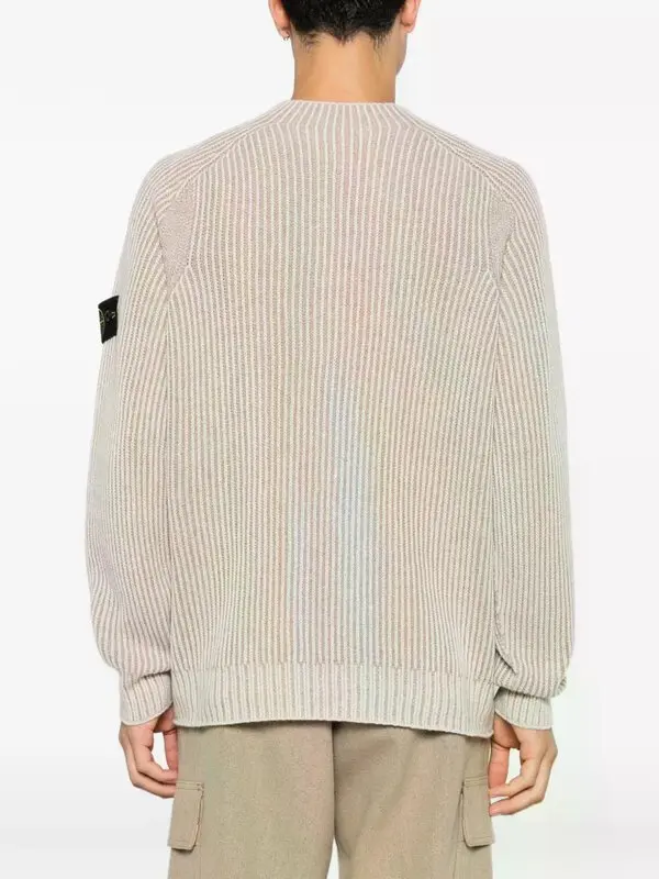 Stone Island Ribbed Knit Logo Patch Sweater