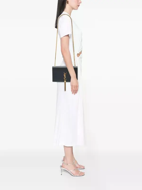 Saint Laurent 2018 Medium Smooth Calfskin Classic Monogram Kate Tassel Crossbody Bag - Black