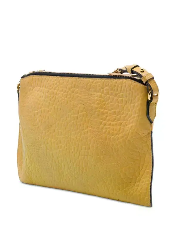 Burberry 2000-2017 Grain Check Embossed Leather Peyton Crossbody Bag - Yellow