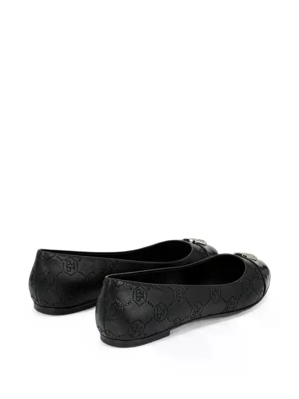 Philipp Plein Nappa Leather Ballerina Flats Monogram Strass