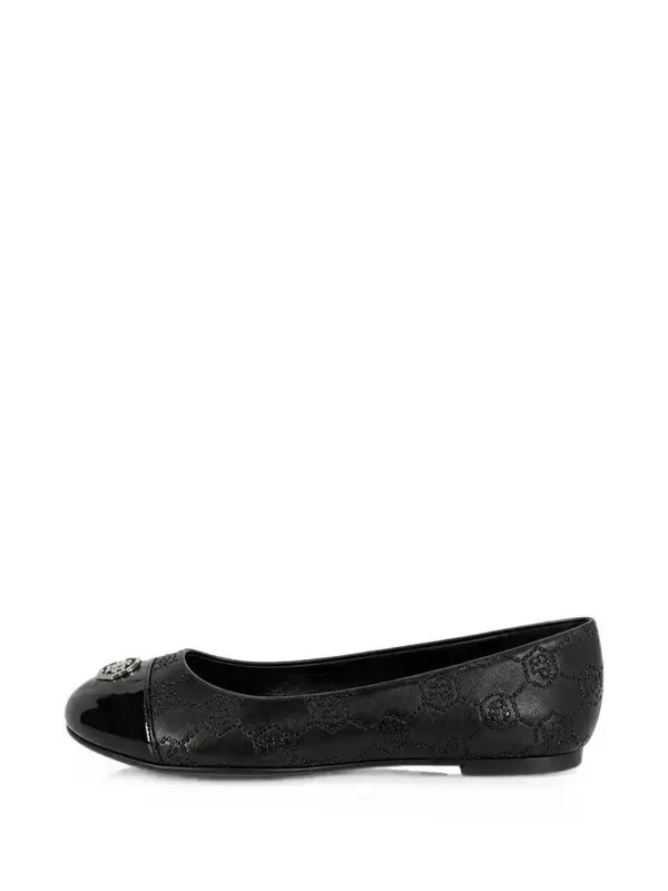 Philipp Plein Nappa Leather Ballerina Flats Monogram Strass