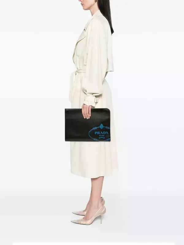 Prada 2000-2026 Saffiano Logo Clutch Bag