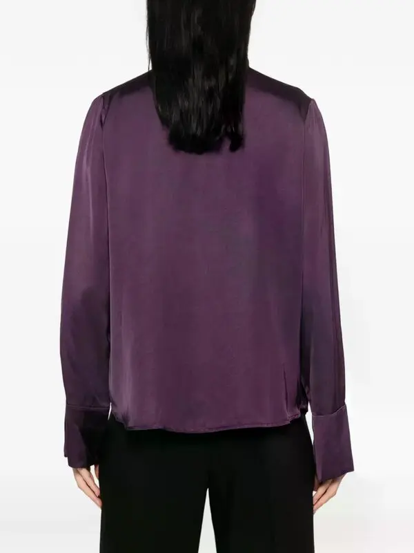 Dixie Pussy-bow Satin Blouse - Purple
