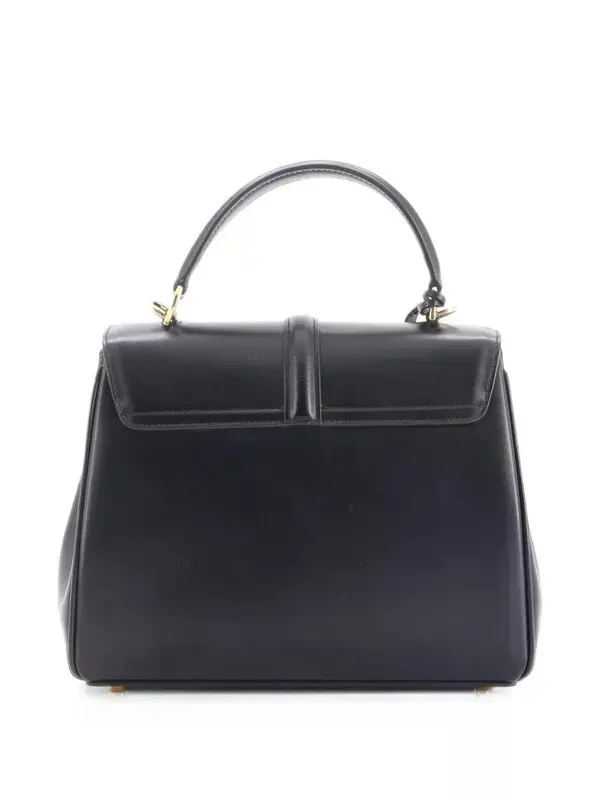 Celine 16 Top Handle Bag Smooth Calfskin Small Satchel - Black