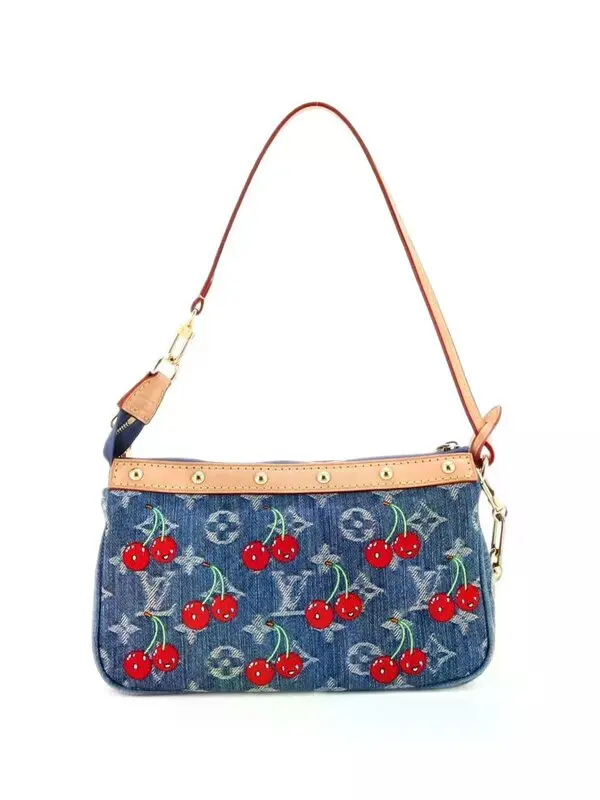 LOUIS VUITTON Chain Pochette Accessoires Nm Limited Edition Monogram Cerises Denim Shoulder Bag - Blue