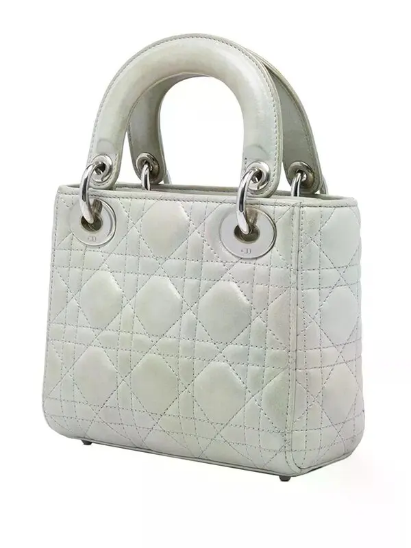 Dior 2015 Mini Iridescent Lambskin Cannage Lady Satchel