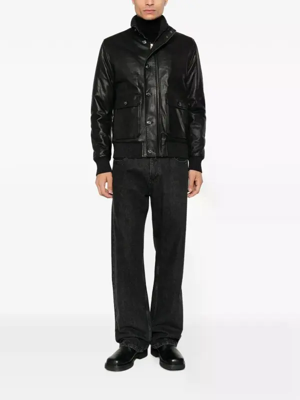 BARBA NAPOLI High-neck Leather Jacket