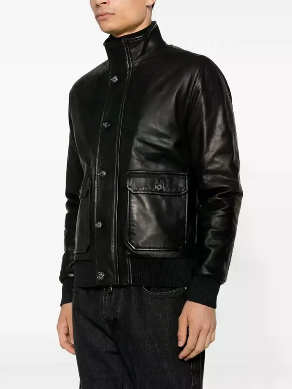 BARBA NAPOLI High-neck Leather Jacket