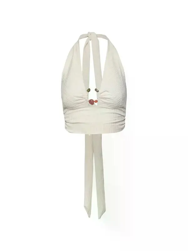 BAOBAB Louise Bead-embellished Halterneck Tank Top - Neutrals