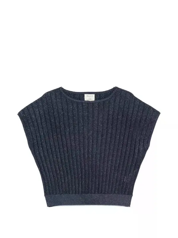 MAISON123 Perla Ribbed-knit Metallic-effect Top