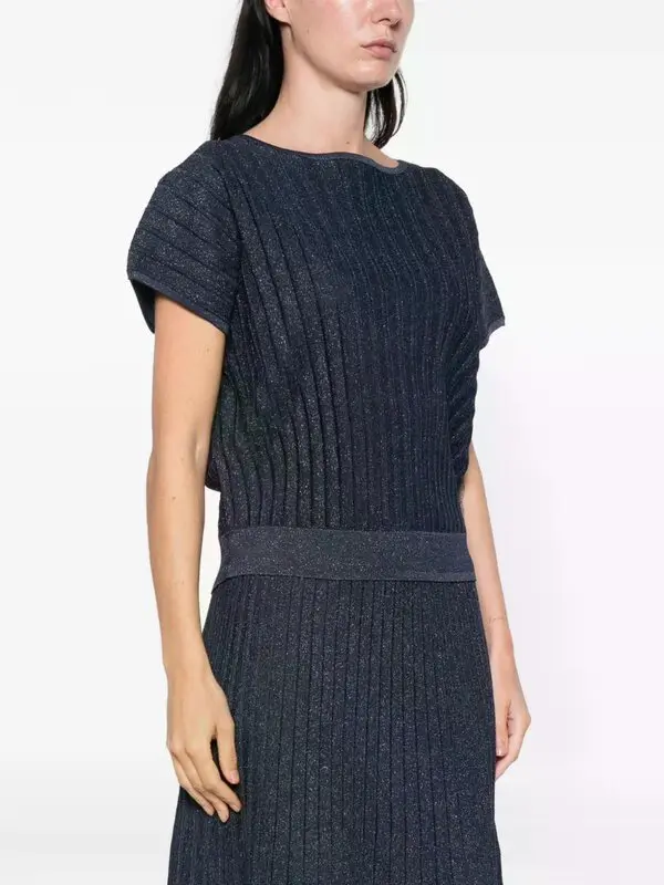 MAISON123 Perla Ribbed-knit Metallic-effect Top