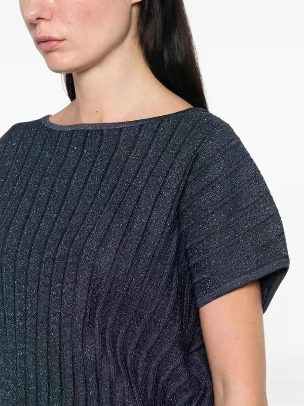 MAISON123 Perla Ribbed-knit Metallic-effect Top