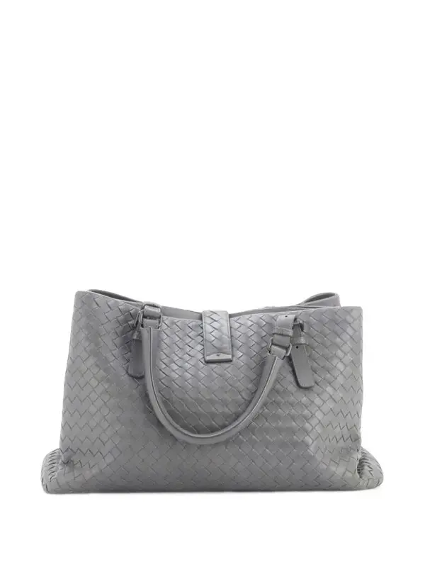 Bottega Veneta Roma Bag Intrecciato Nappa Medium Tote Bag - Grey