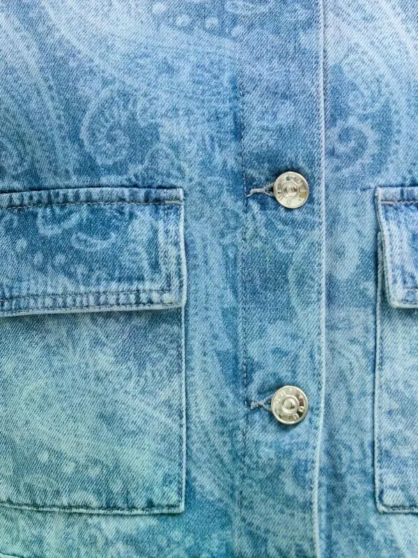 OUI Paisley Print Cropped Denim Jacket