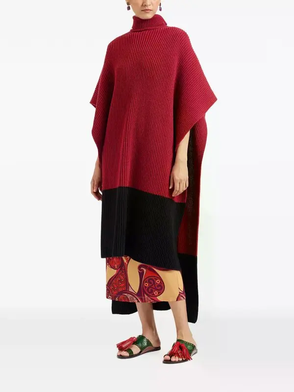 La DoubleJ Color Block Wool Poncho