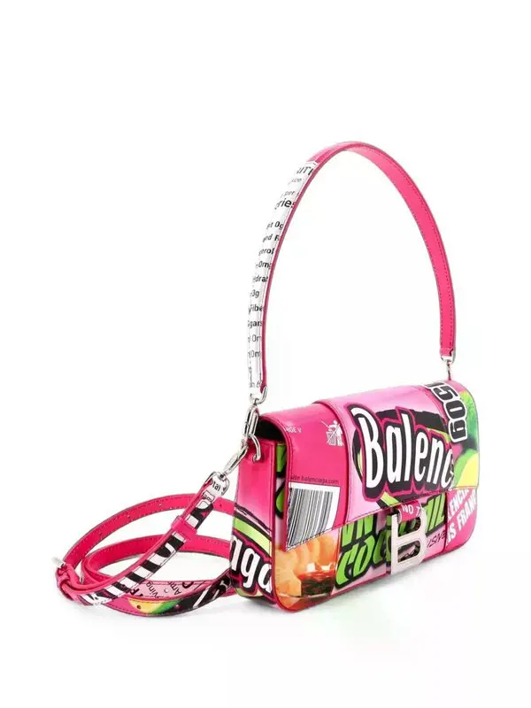 Balenciaga Hourglass Sling Convertible Printed Leather Small Shoulder Bag - Pink