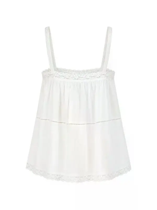ELEH Lace-trim Pleated Tank Top