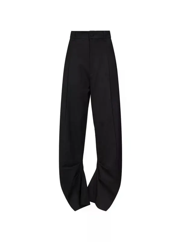 Amen Pleated Curved-leg Trousers - Black