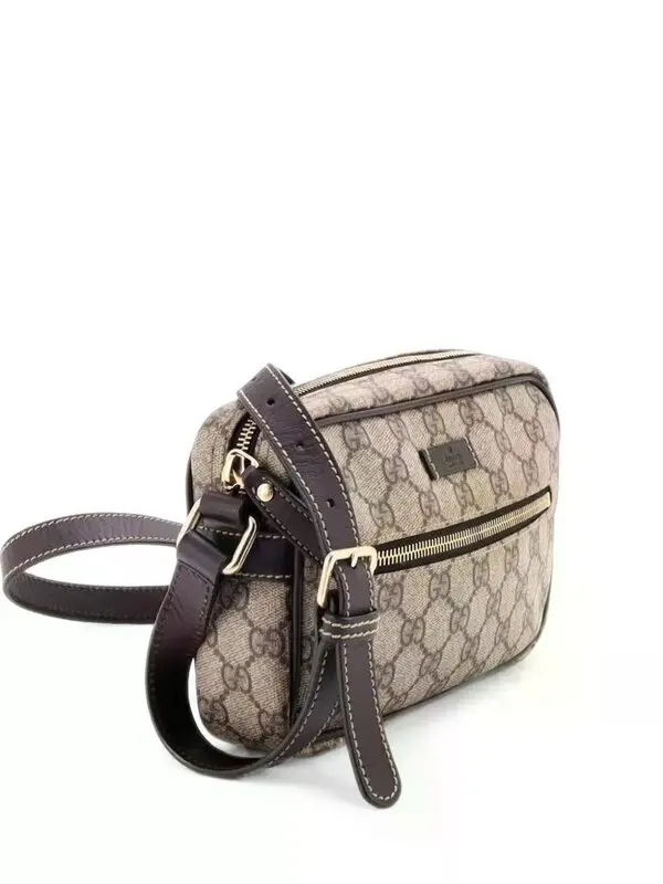 Gucci Front Zip Camera Bag Gg Coated Canvas Small Crossbody Bag - Brown