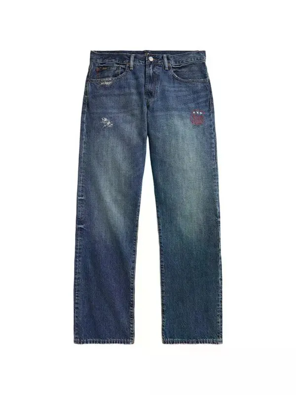 Polo Ralph Lauren Distressed Embroidered Jeans - Blue