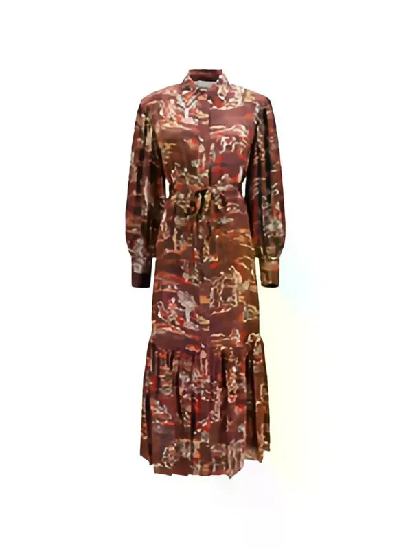 ALEMAIS Ezra Silk Maxi Shirt Dress - Brown