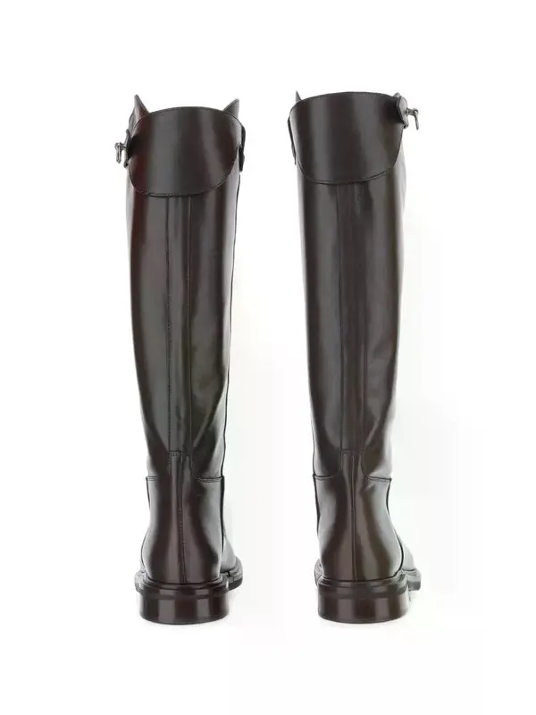 POEVE Buckled Leather Knee-high Boots