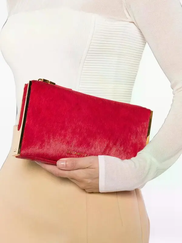 Elisabetta Franchi Calf-hair Logo-lettering Tote Bag - Red