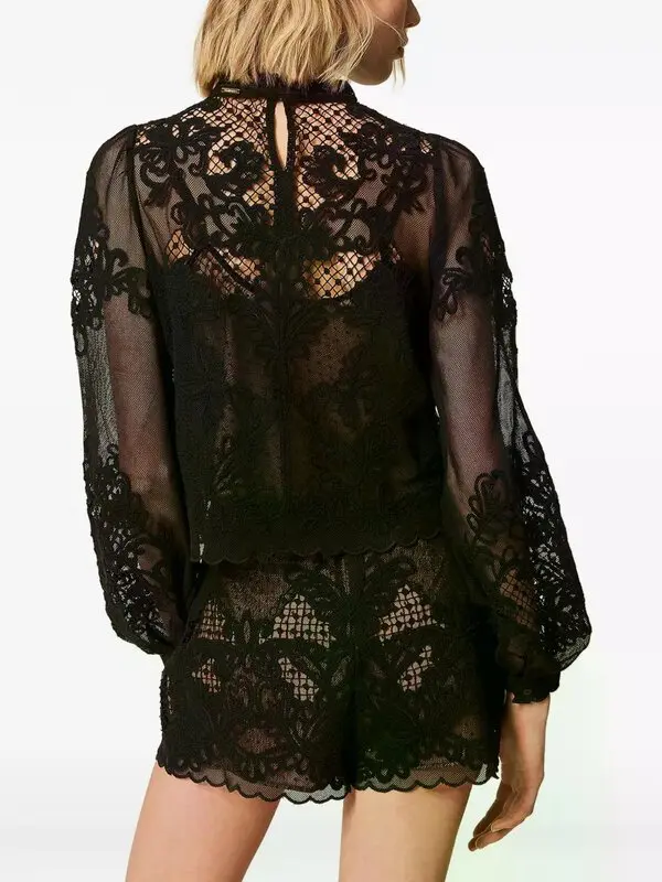 TWINSET Mesh Shorts With Embroidery