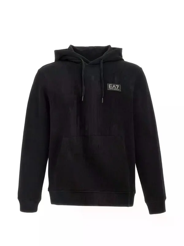 EA7 Ribbed Logo-patch Hoodie