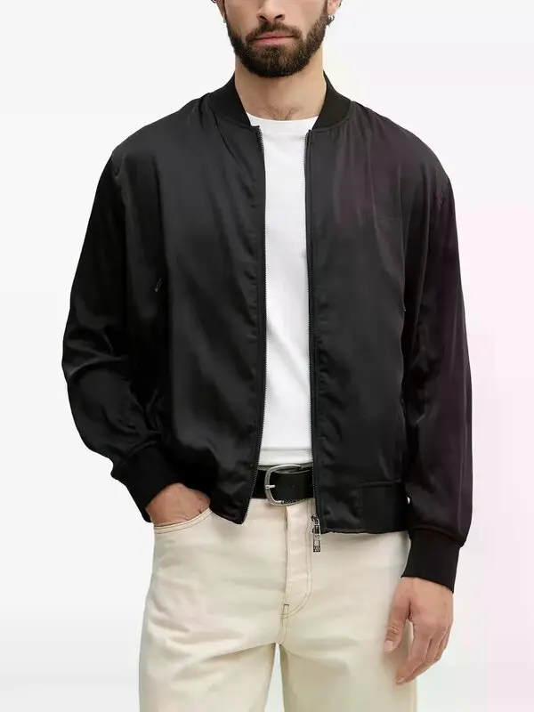Armani Exchange Logo-embroidered Bomber Jacket - Black