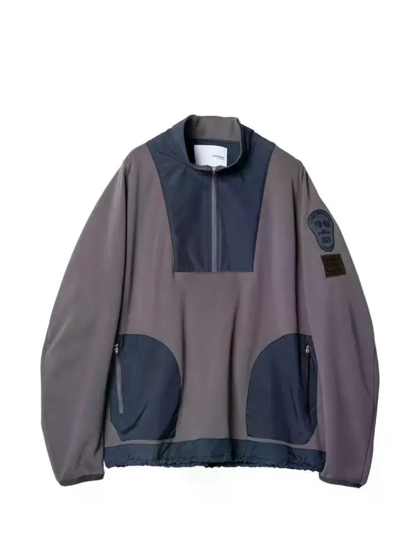 YOSHIOKUBO Ripstop-panelled Quarter-zip Jacket - Brown