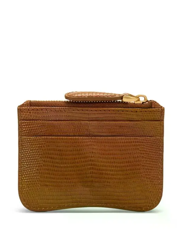 AMI Paris Lizard Embossed Paris Paris Zipped Leather Card Holder