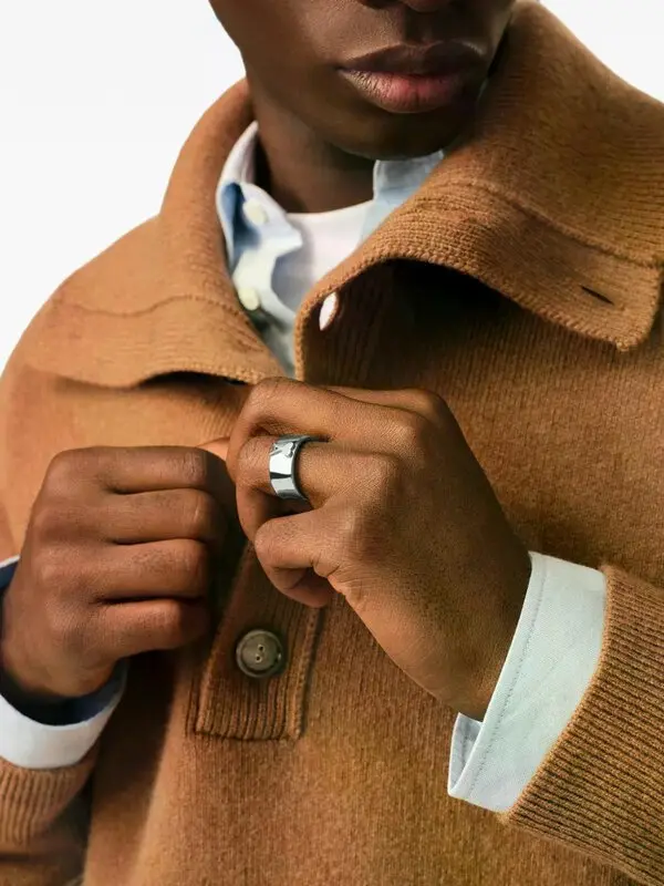 AMI Paris Brass Ring With Hammered De Coeur - Silver