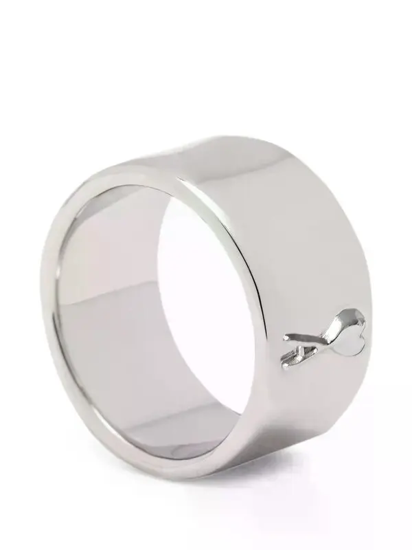 AMI Paris Brass Ring With Hammered De Coeur