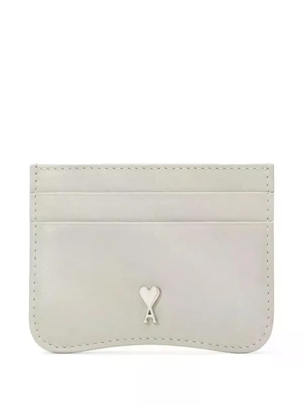 AMI Paris Paris Paris Cowhide-leather Card Holder - Grey