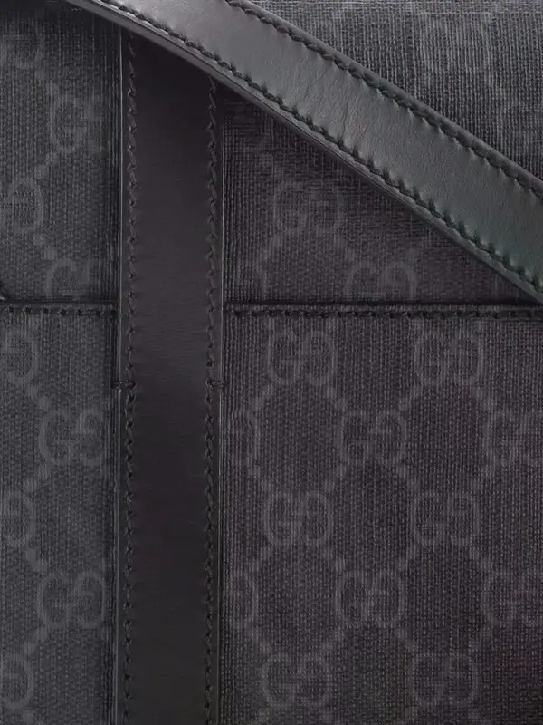 Gucci Interlocking G Patch Messenger Bag Gg Coated Canvas With Leather Medium Crossbody Bag