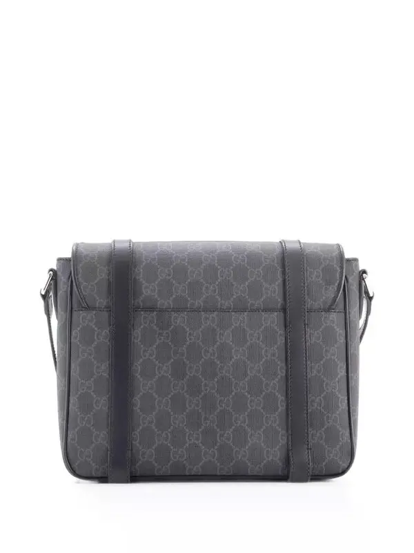 Gucci Gg Coated Canvas Leather Messenger Bag - Black