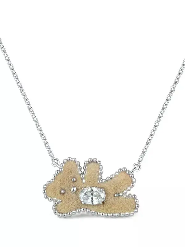 YVMIN Paradise Crystal-embellished Bear Necklace - Silver