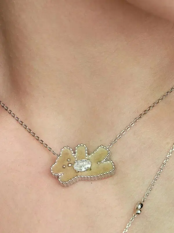 YVMIN Paradise Crystal-embellished Bear Necklace