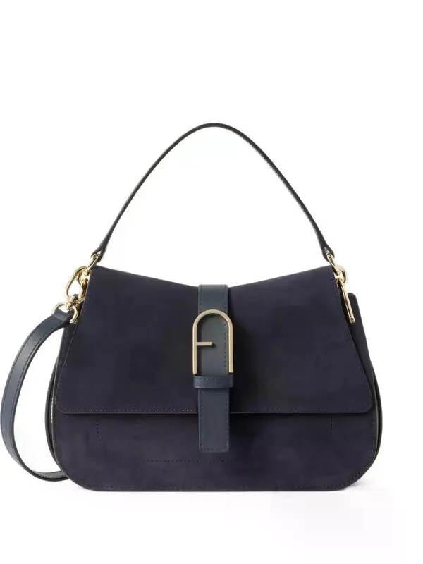 Furla Logo Plaque Suede Clutch Bag