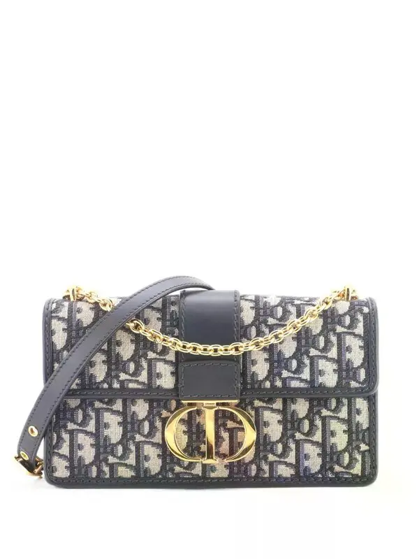 Dior 30 Montaigne Chain Flap Bag Oblique Canvas East West Shoulder Bag - Blue