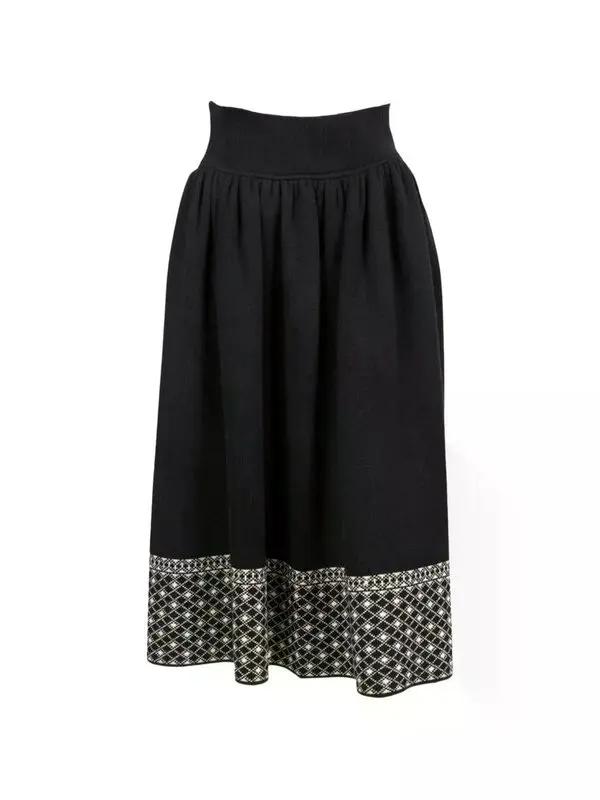 Saint Laurent 1990s Rive Gauche Knitted Midi Skirt - Black