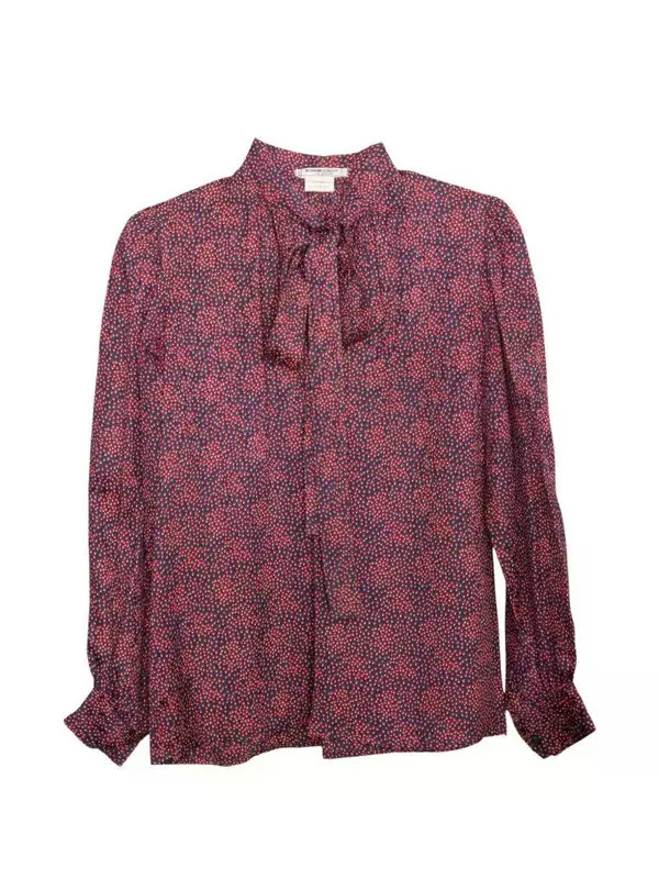 Saint Laurent 1970s Printed Lavalliere Blouse - Red