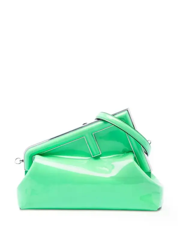 Fendi Patent Leather Midi Bag - Green