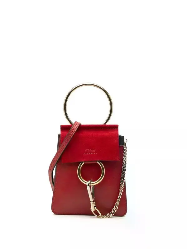 Chloé 2018 Mini Calfskin And Suede Faye Bracelet Bag Satchel - Red