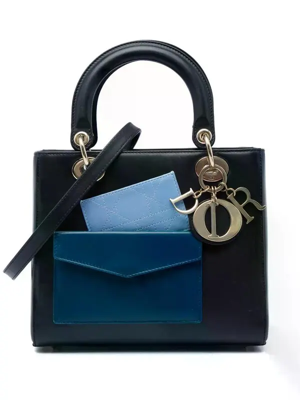 Dior 2014 Medium Calfskin Pockets Lady Satchel - Black