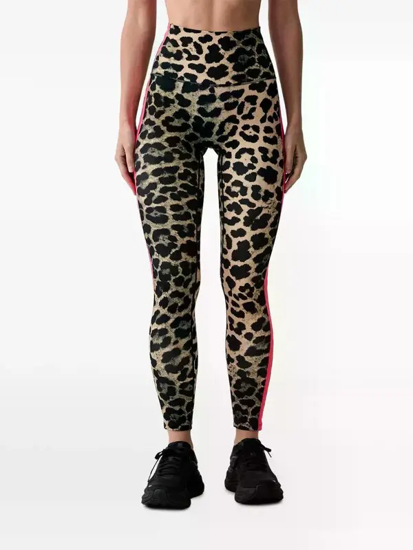 P.E Nation Leopard-print Side-stripe Leggings - Brown