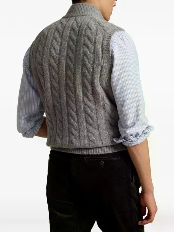 Polo Ralph Lauren Cable Knit Zip-up Vest - Grey