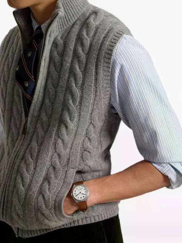 Polo Ralph Lauren Cable Knit Zip-up Vest - Grey