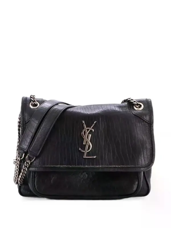 Saint Laurent Niki Chain Flap Bag Leather Baby Crossbody Bag - Black